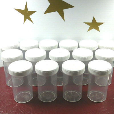 Plastic Pill Bottle Container 10 White Cap Lid Jars 2 ounce 4314 ...