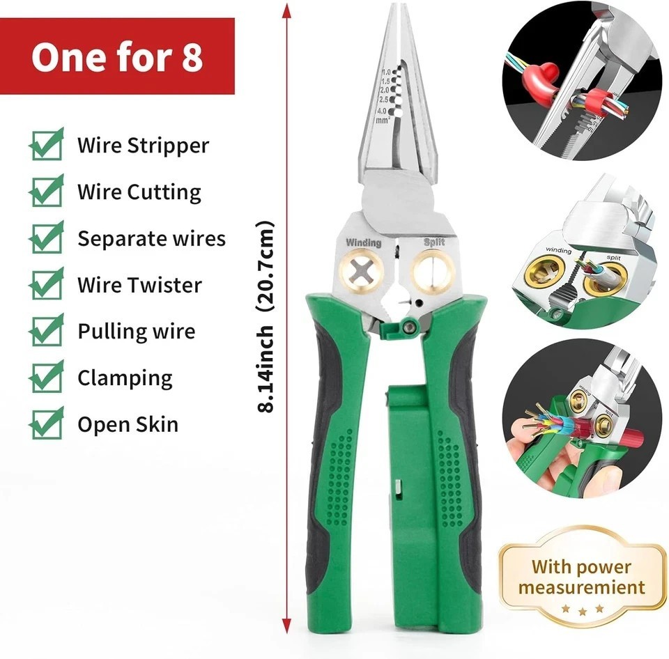 8-In-1 Wire Stripper Twister Set - Includes Cable Scissors Voltage ...