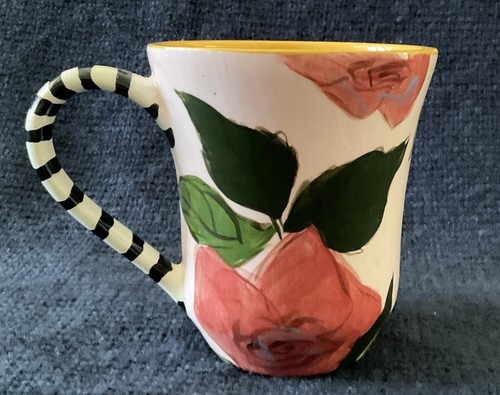 DROLL DESIGNS Rose Mug With Striped Handle | eBay