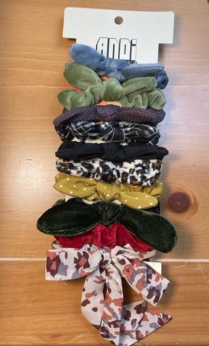 NEW! Andi Hair Scrunchies 10 Pack Summer & Winter Colors Bows Floral Pink Velvet | eBay