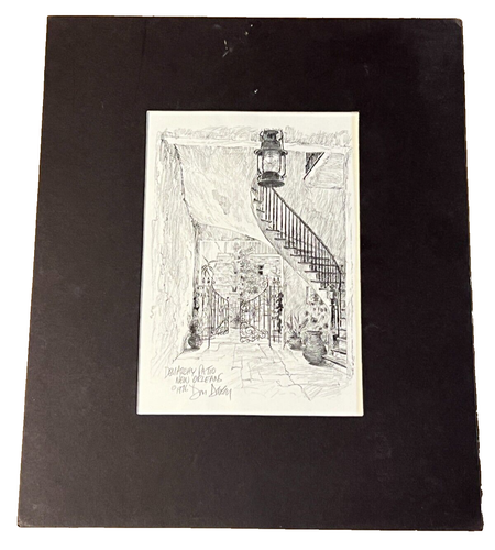 1976 Don Davey New Orleans Demarchy Patio Pencil Print W/ Matting | eBay