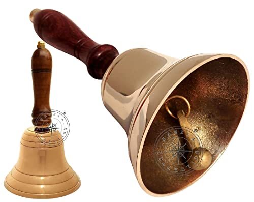 Antique Brass Wood Teachers Desk Bell Vintage School Reception Dinner ...