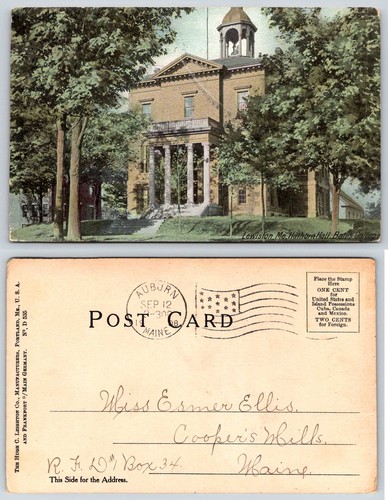 Lewiston Maine BATES COLLEGE HATHORN HALL 1908 Postcard Q499 | eBay