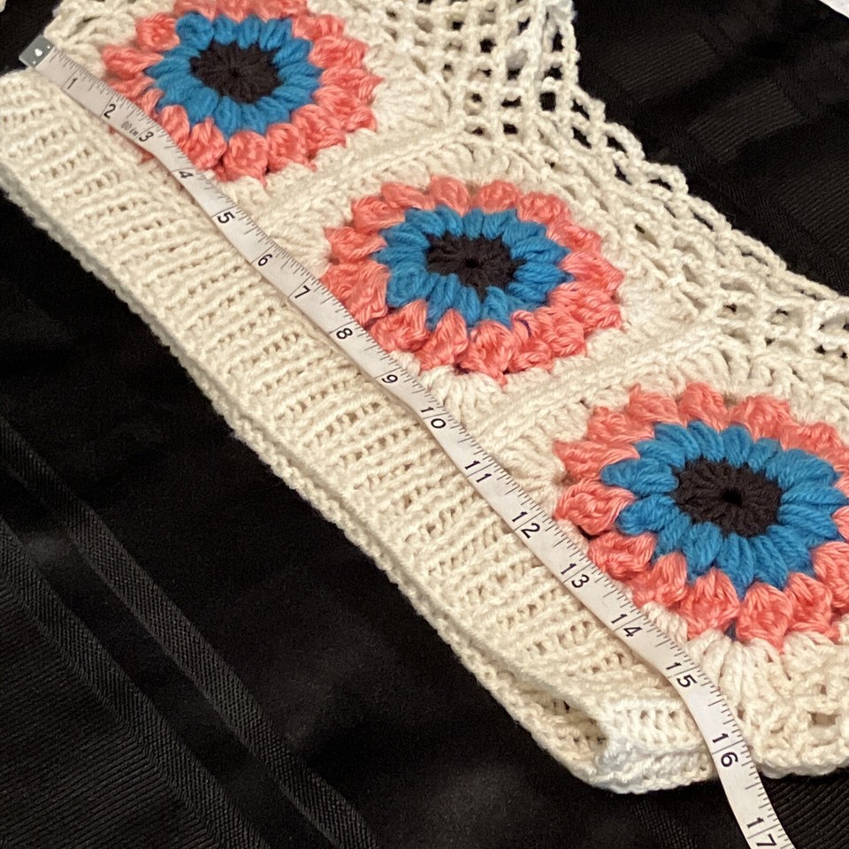 Handmade Crochet fishnet Boho Sunflower Granny Square bell Sleeve crop ...