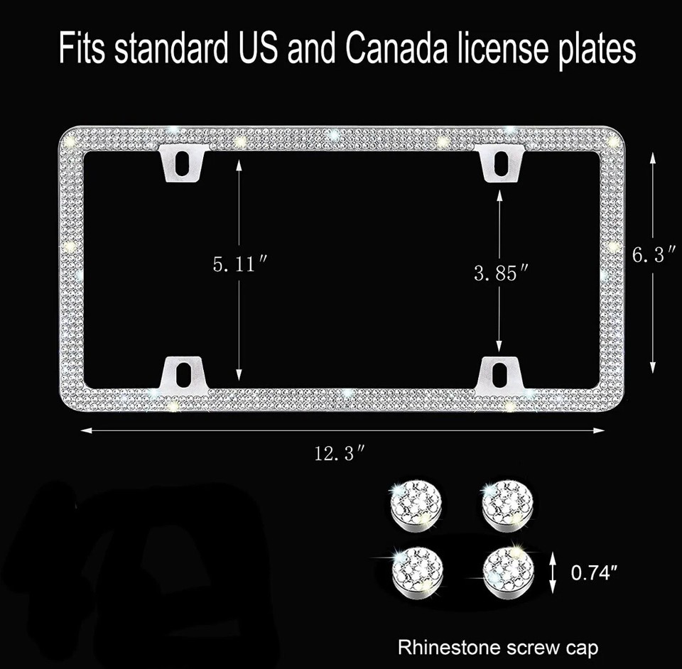 Bling Diamond License Plate Frames,Sparkly Rhinestones License Plate ...
