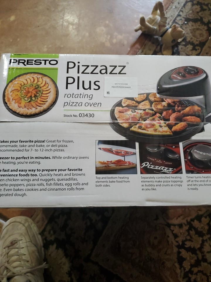 PRESTO Pizzazz Rotating Tray Pizza Oven #03430 new in box 7 To 12" Pizzas,other 872182673668| eBay