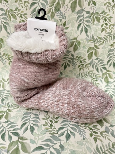 Express Cozy Slipper Socks Pink Warm Thick Over Sized Anti-Slip Dots on ...