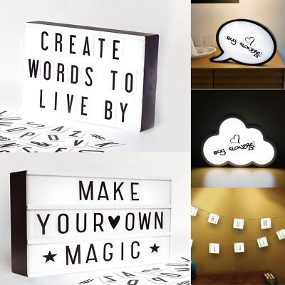 A4/A5 Cinematic Led Light Up Box Frame With Letters Word Display Sign ...