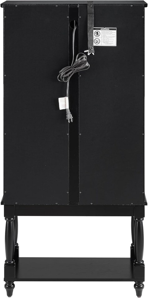 Lighted Wooden Curio Cabinet w/Mirrored Back, Bottom Shelf & Solid Wood ...