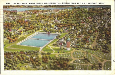 Lawrence, MASSACHUSETTS - Reservoir - Water Tower - BIRDSEYE - 1939 | eBay