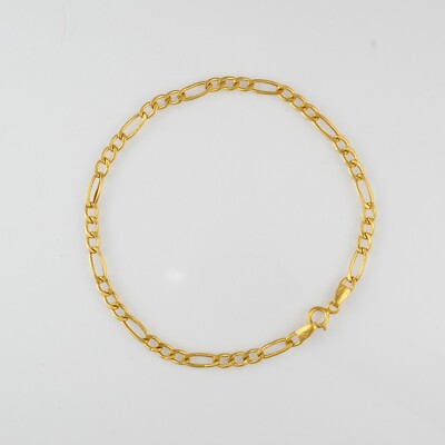 14K ITALY Fancy Figaro Chain Bracelet 7.5" Long Yellow Gold | eBay