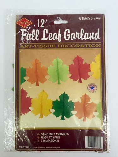 Beistle Fall Leaf Garland Decorations 3D Autumn Leaves Art Tissue 12ft ...