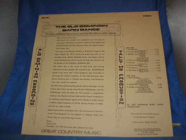 SUNSHINE SUE-OLD DOMINION BARN DANCE-OLD TIMERS DAY[INV-36] | eBay
