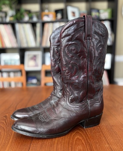 Dan Post Black Cherry Leather Cowboy Boots Mens Size 12 Style DP2112R W ...