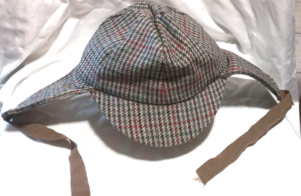 Vintage Glencroft 100% Wool Houndstooth Deerstalker Hat UK Made Classic ...
