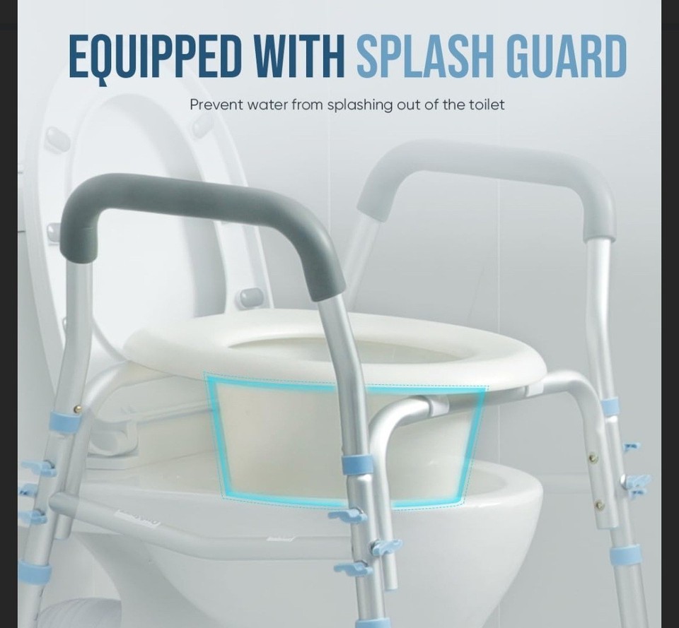 OasisSpace Stand Alone Raised Toilet Seat 400lb Medical Commode/ Splash ...