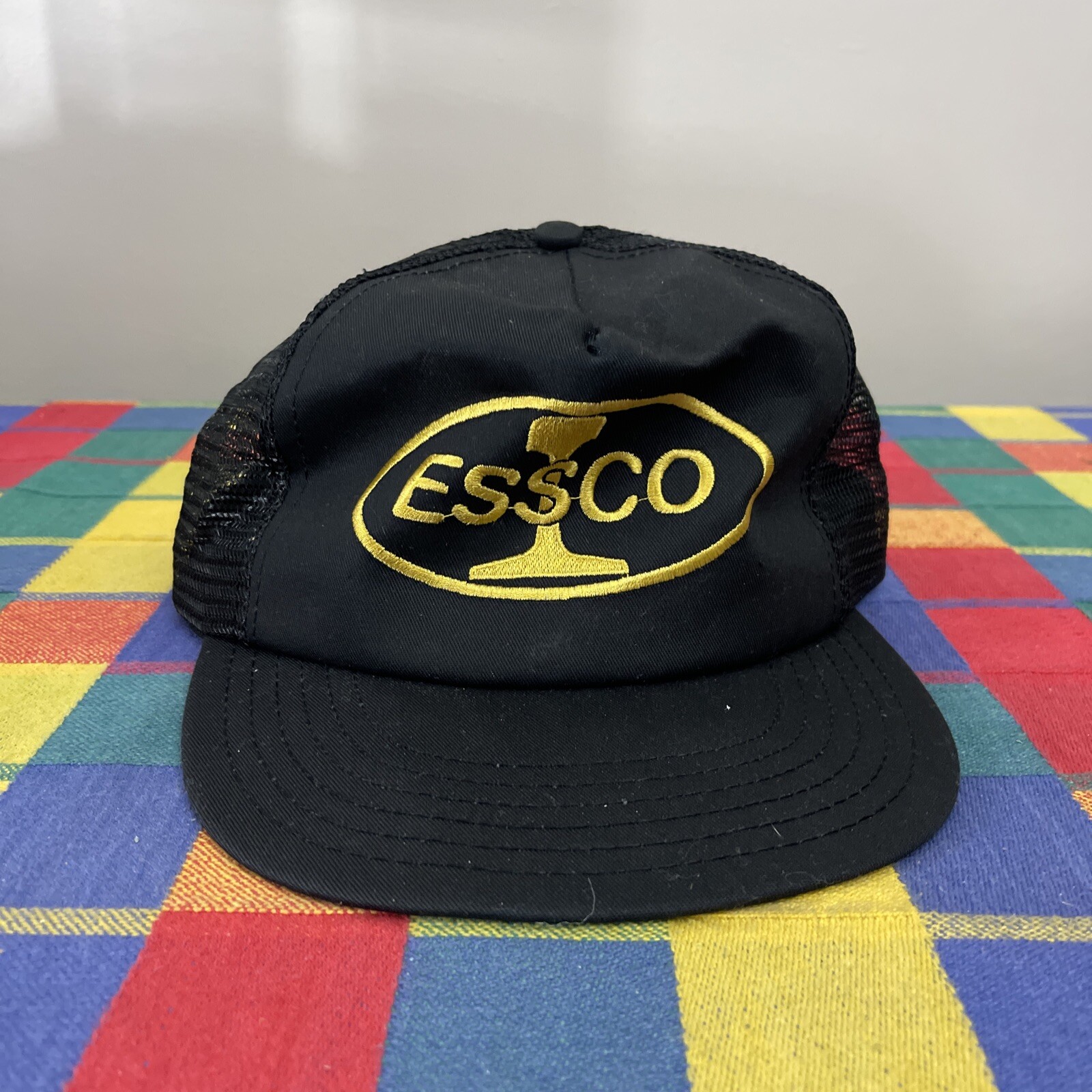 Vintage Black Yellow Essco Pipe Mesh Truckers Hat Rare Made In USA | eBay