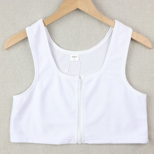 Janest Chest Binder Size 4xl White Full Zip Top Bandage Vest Crop Tank ...
