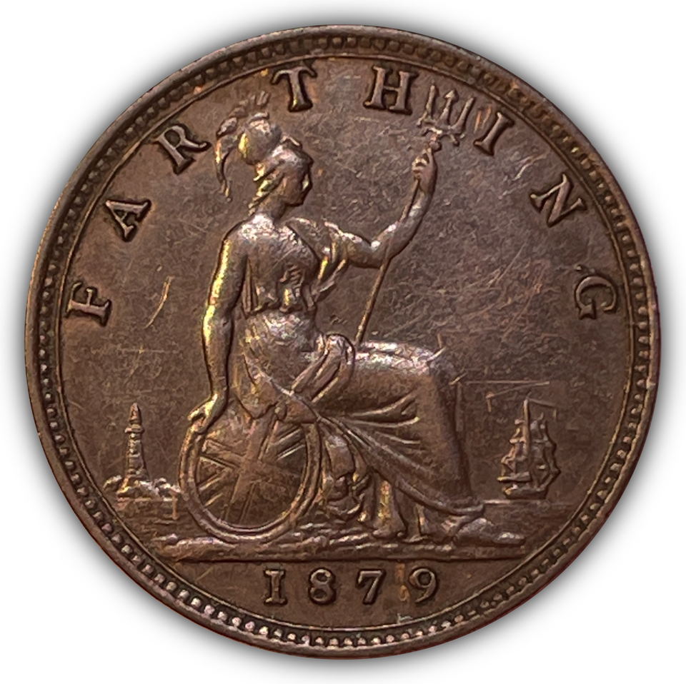 1879 Farthing Great Britain Queen Victoria Very Fine VF Coin #21647 | eBay