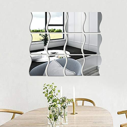 12PCS Wavy Mirror Wall Stickers, Full Length 3D Mirror Art DIY Home ...