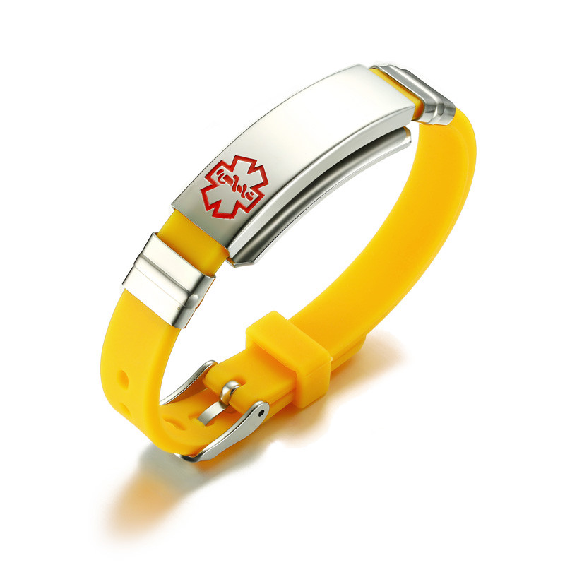 Personalized Medical alert ID Bracelet Silicone Emergency Life Saving ...
