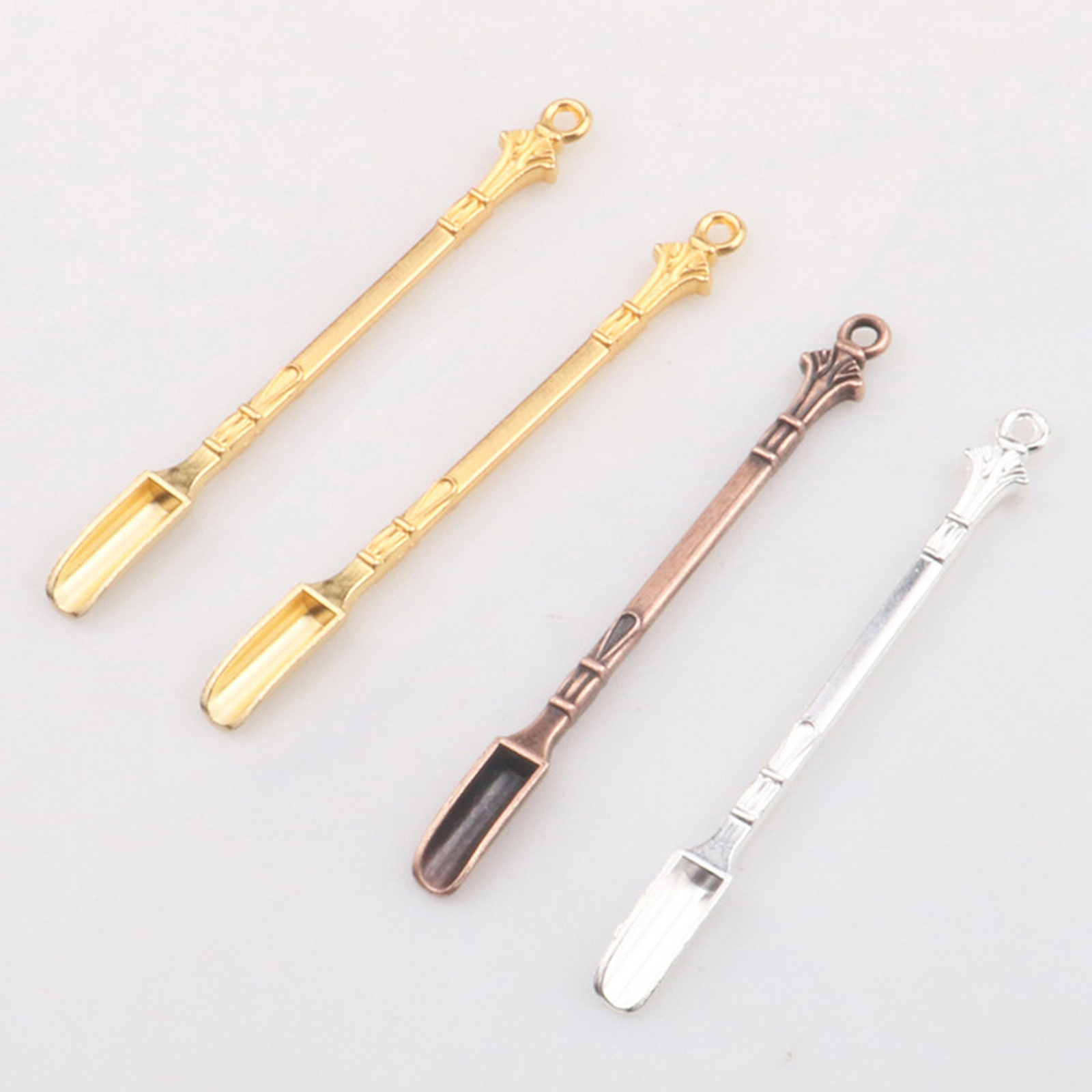 2X Mini Powder Ladle Scoop Mini Spoon Spatula Metal Shovel Gold Color ...