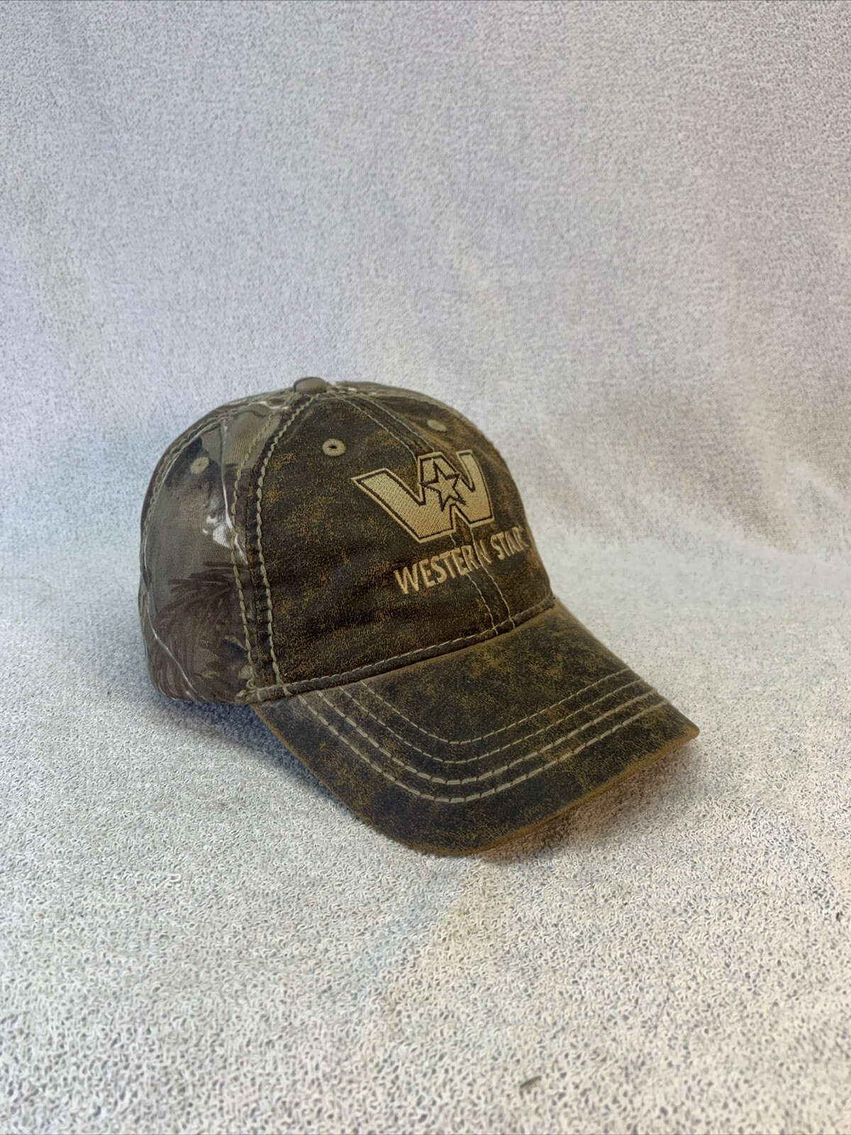 Baseball Cap Western Star Camo Leather Bill/Front Pan… - Gem