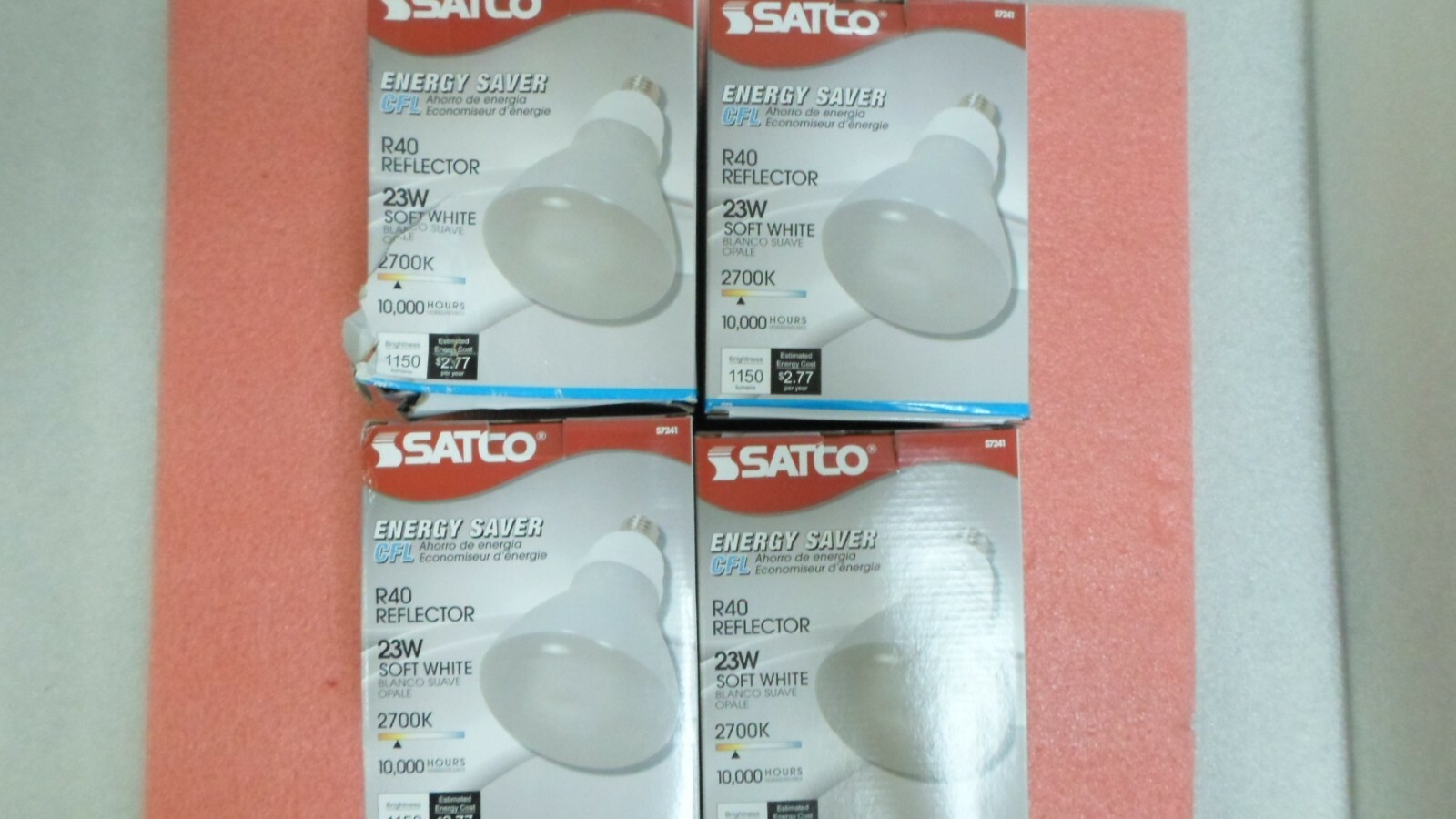 NOB LOT OF 4 SATCO CFL ENERGY SAVER R40 REFLECTOR 23W SOFT WHITE 10,000 ...