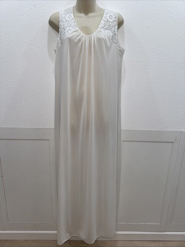 VTG Shadowline White Long Nightgown Negligee M | eBay