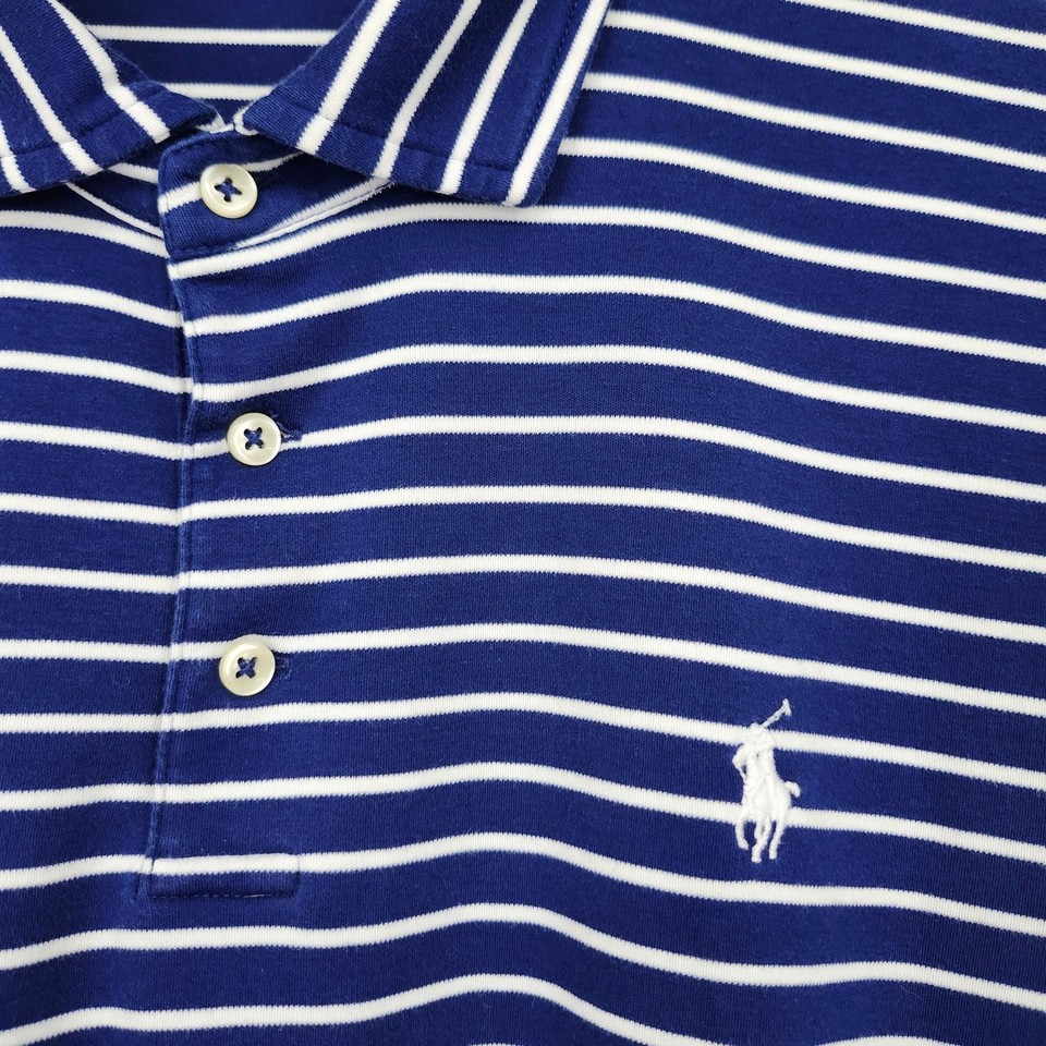 Polo Ralph Lauren Navy Striped Polo Shirt Mens XL Cotton Nantucket Prep ...