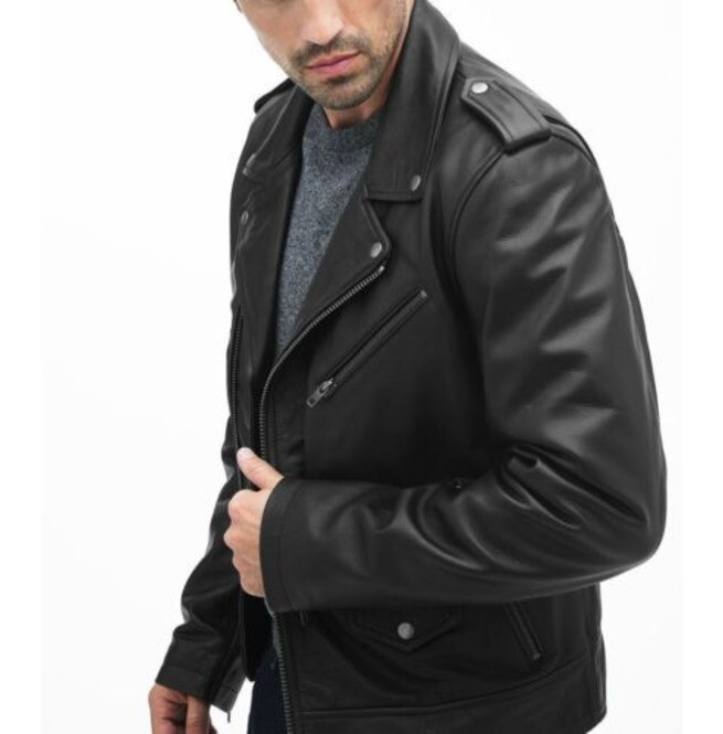 Premium Quality Men Black Biker Pure Leather Jacket, Black Leather ...