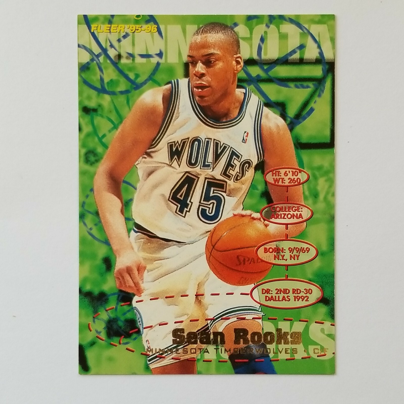 1995-96 Fleer Sean Rooks #110 Timberwolves (C) | eBay