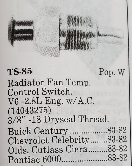 Napa Echlin FS 110 FS110 Engine Coolant Temperature Fan Switch for sale ...