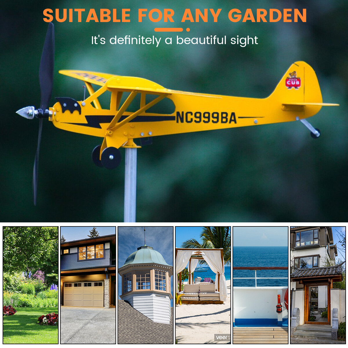 Airplane Weather Vane Weather Resistant Metal Wind Direction Indicator ...