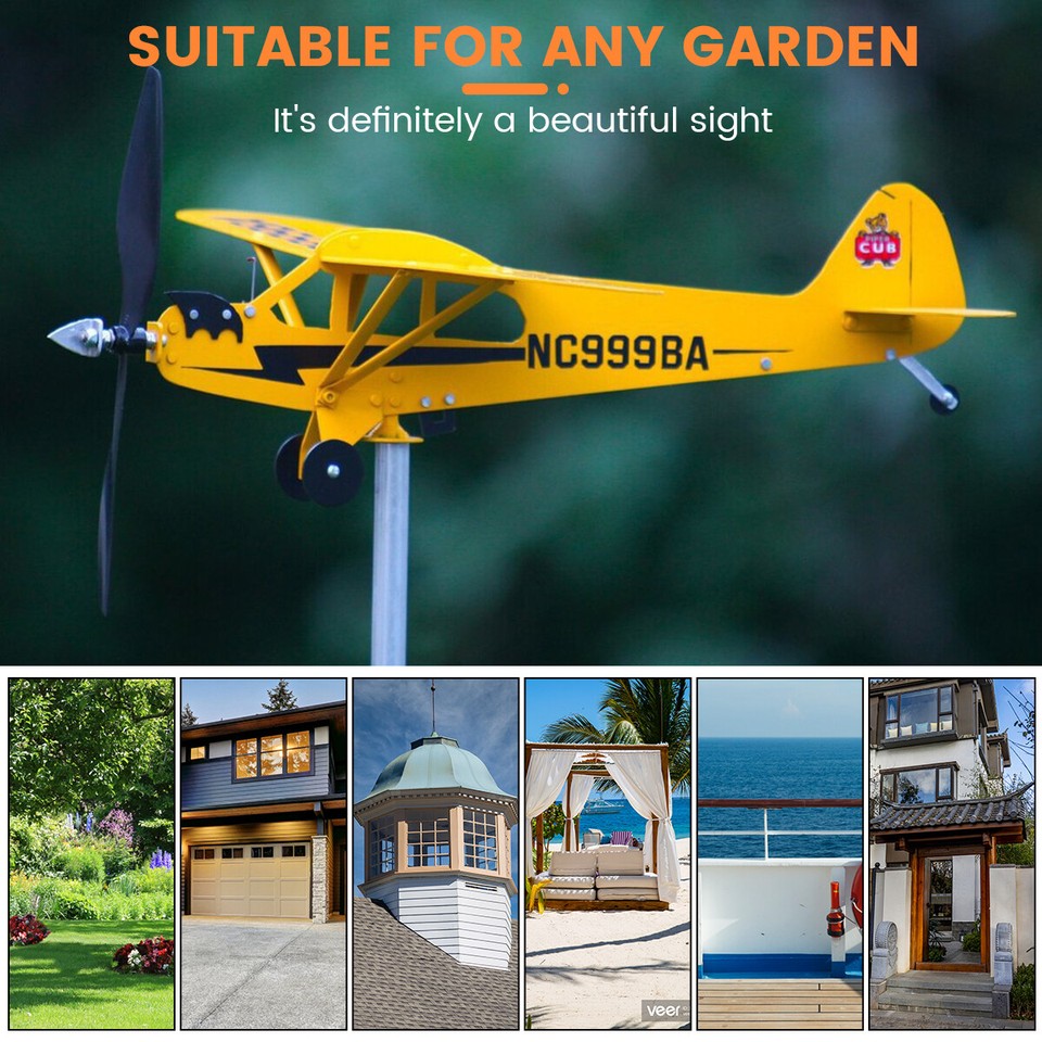 Airplane Weather Vane Weather Resistant Metal Wind Direction Indicator ...