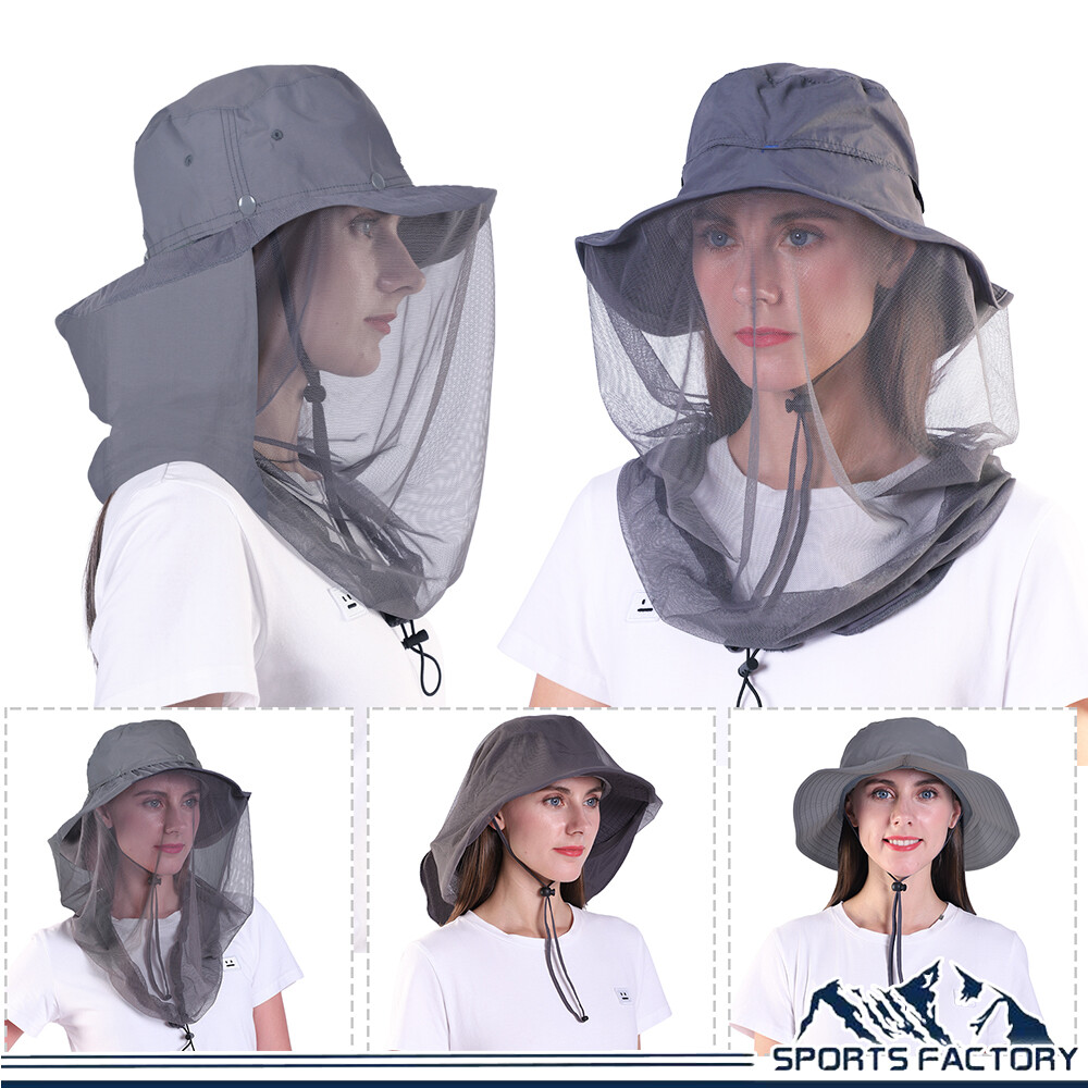 Mosquito Head Net Hat Sun Protection Bug Bucket Fishing Hiking Safari ...