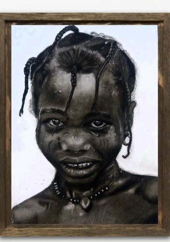 African Child Original Art Drawing Framed Charcoal on paper 16 × 11 ...
