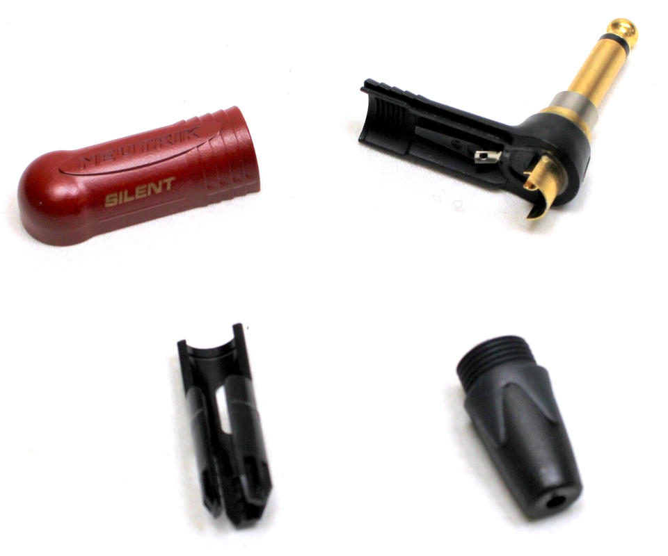 (2) Genuine NEUTRIK NP2RX-AU-SILENT Right Angle 1/4" Plug Gold Contact ...