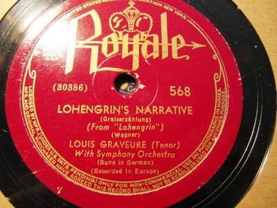 1929 LOUIS GRAVEURE Pirated ROYALE Lohengrin Narrative Atmest SELMAR ...