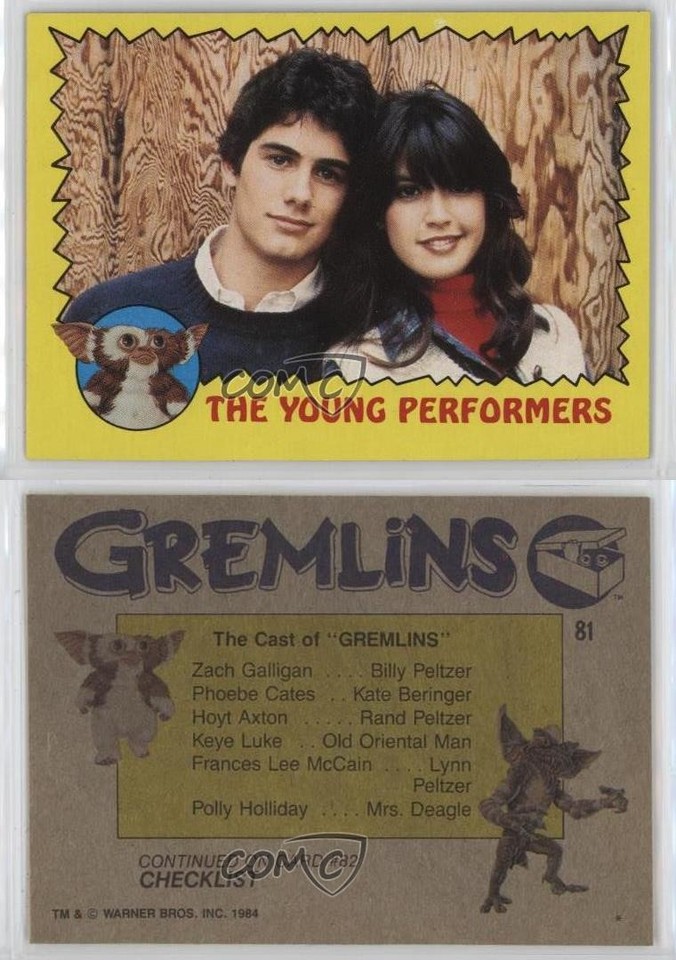 1984 Topps Gremlins Billy Peltzer Kate Beringer Zach Galligan Phoebe ...