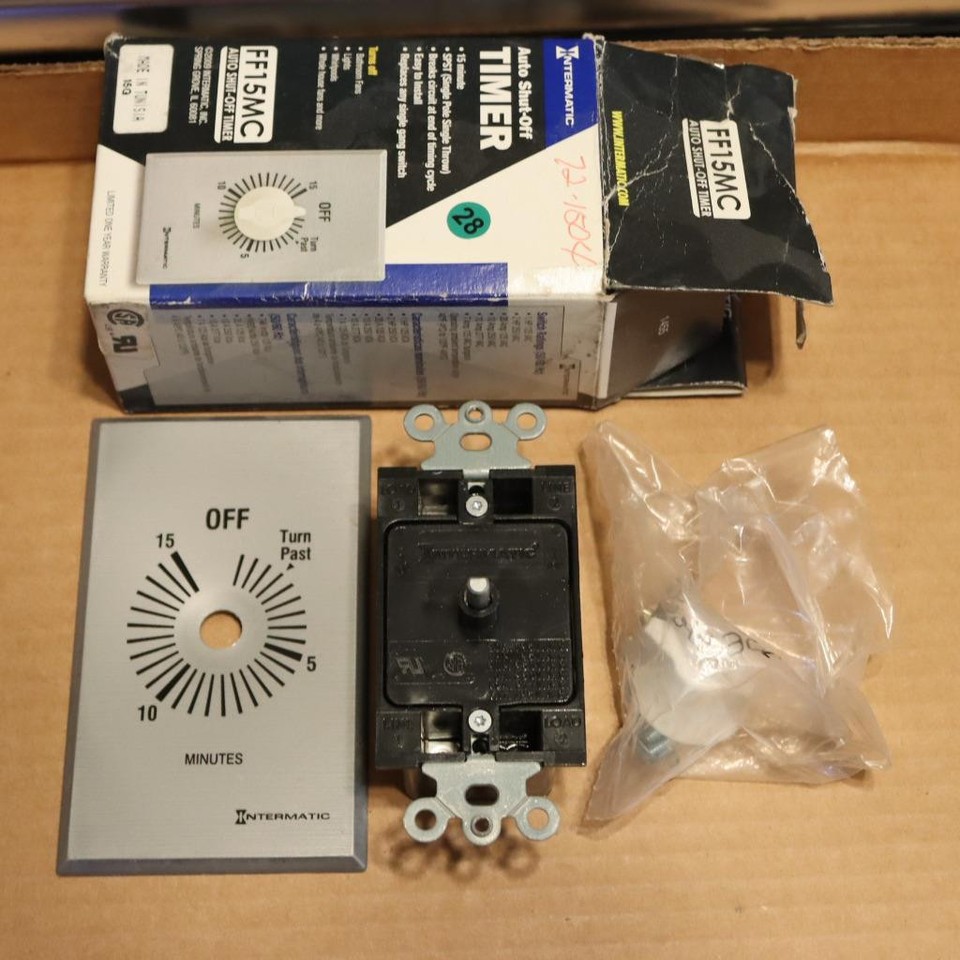 Intermatic FF15MC 15 Minute Wall SPST Timer Auto Shut Off Metal Plate ...