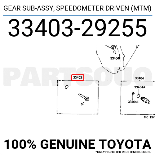 3340329255 Genuine Toyota GEAR SUB-ASSY, SPEEDOMETER DRIVEN (MTM) 33403 ...