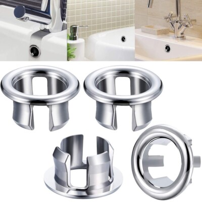 4x Bathroom/Kitchen Basin Sink Overflow Cover Ring Chrome Hole Drain ...
