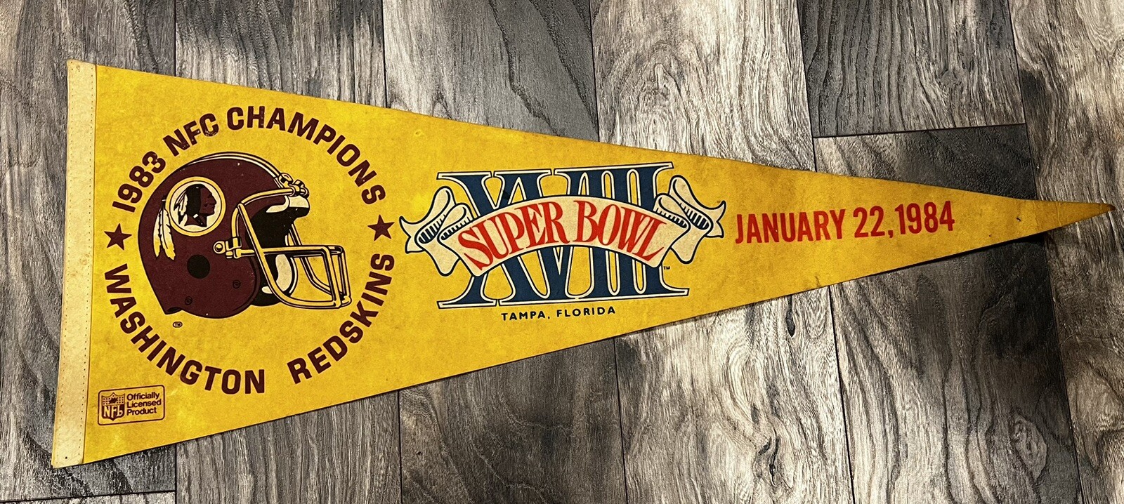 Washington Redskins Pennant 1983 NFC Champions Super Bowl XVIII Vintage ...