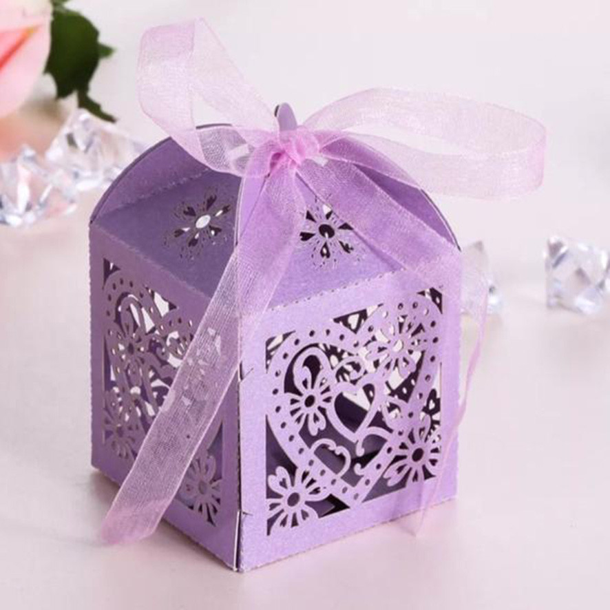 20-100 Luxury Boxes Wedding Party Favour Laser Cut Sweets Cake Candy ...