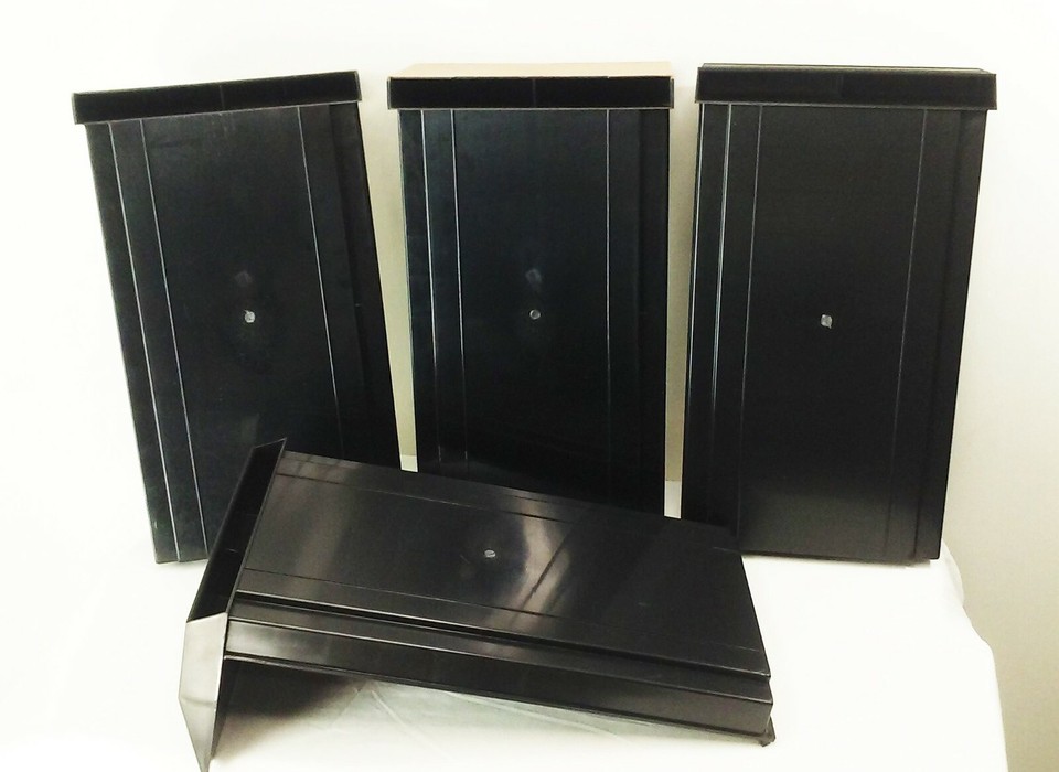 Vtg 80s 90s woodgrain vhs videocassette tape holder box storage 2 ...