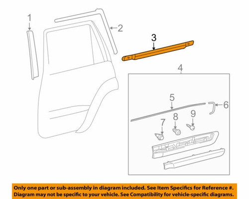 75730-60070 Toyota Moulding assy, rear door belt, rh 7573060070, New ...