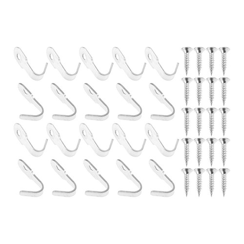 20pcs Mini Hooks Easy Install on Walls Door Closet Silver Hangers Rack ...