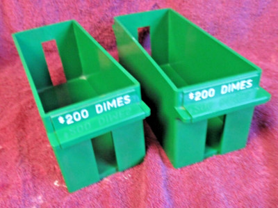 Lot of 2 - Heavy Plastic Rolled Coin Box Trays - Dime Storage ...