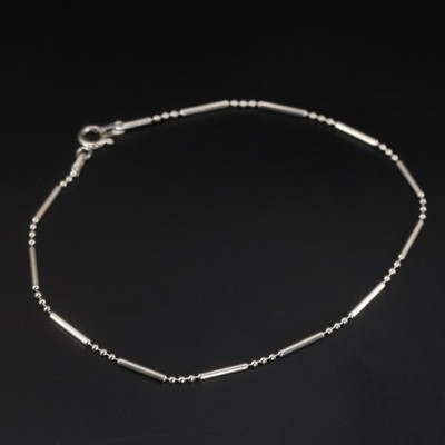 Sterling Silver - ITALY 2mm Ball & Bar Chain 8.5" Bracelet - 1.5g | eBay